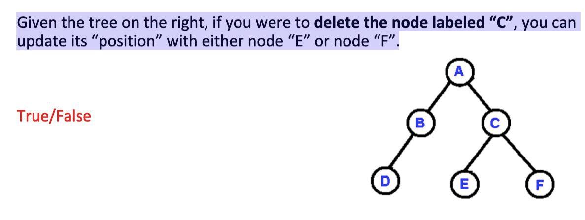 Solved Given the tree on the right, if you were to delete | Chegg.com
