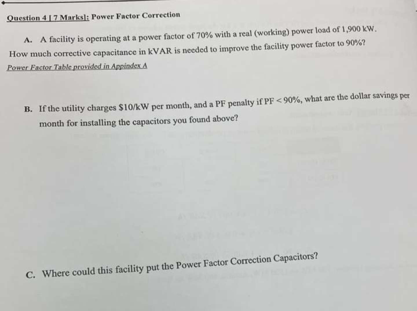 Solved Question 4 [ 7 Marks]: Power Factor Correction A. A | Chegg.com
