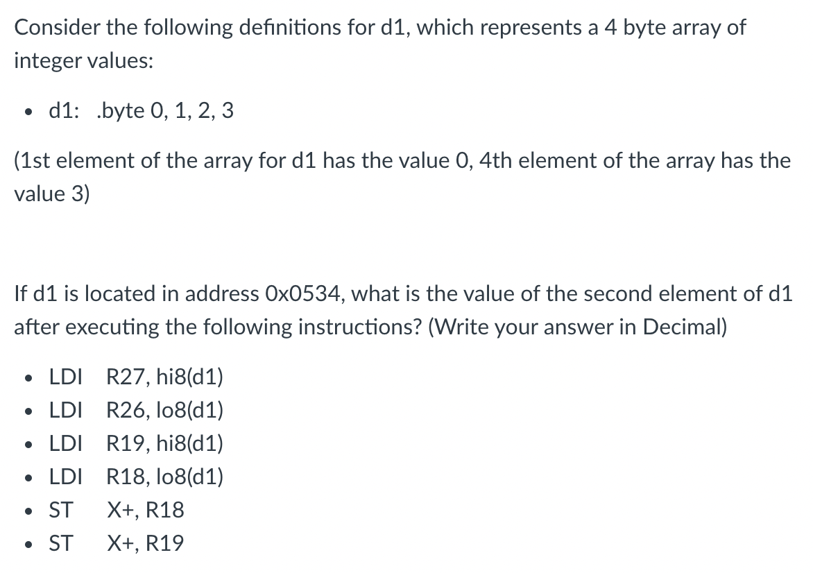 Solved Consider the following definitions for d1, which | Chegg.com