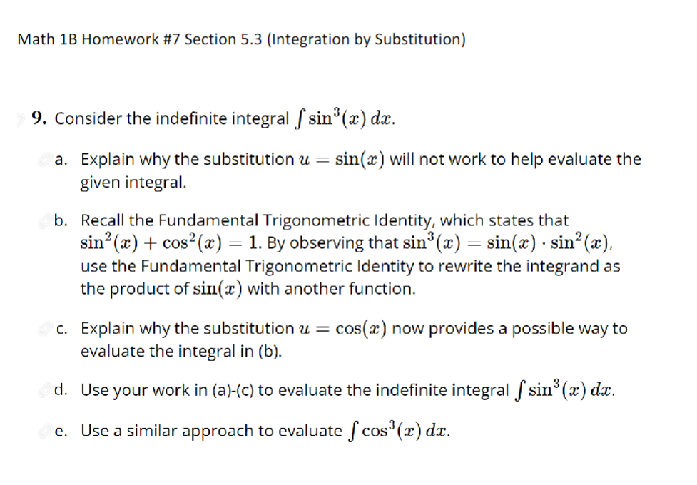Solved Math 1B Homework \#7 Section 5.3 (Integration by | Chegg.com
