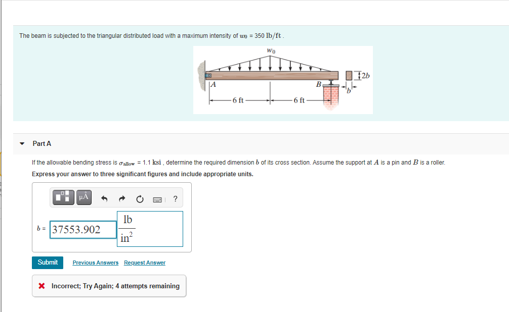 Solved The beam is subjected to the triangular distributed | Chegg.com