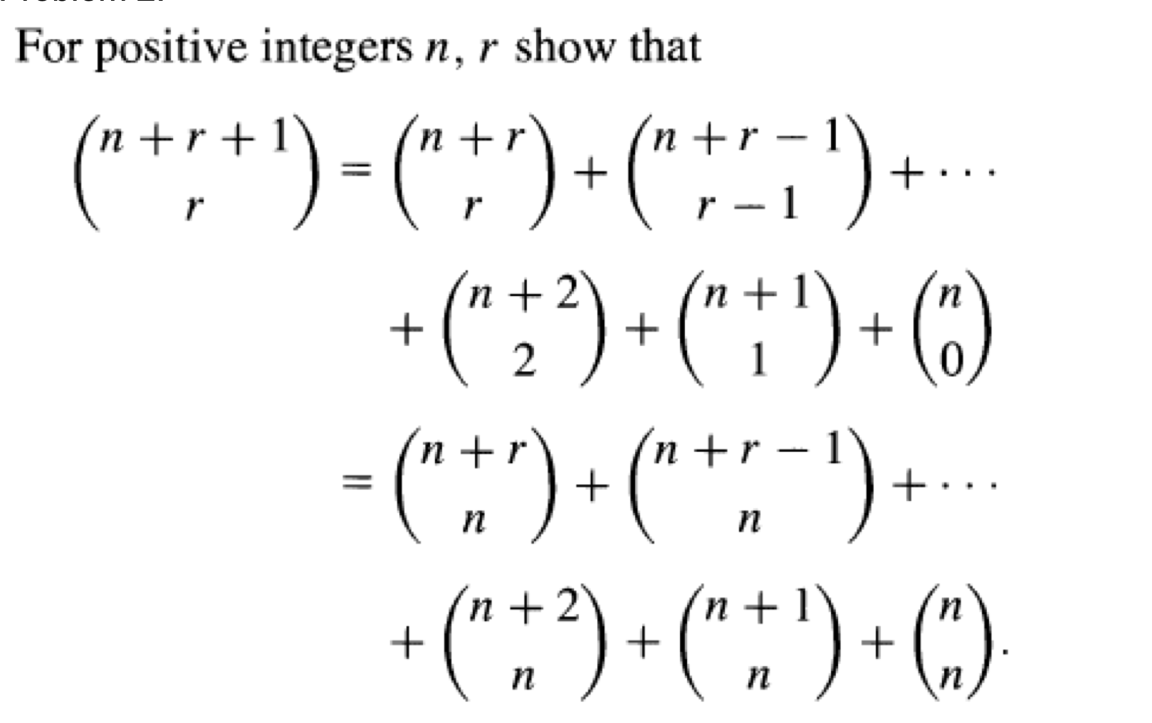 Solved For positive integers n,r show that | Chegg.com