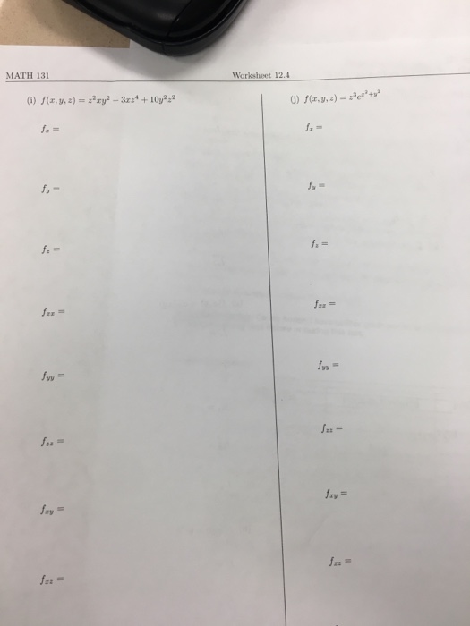 Solved MATH 131 Worksheet 12.4 ry ry | Chegg.com