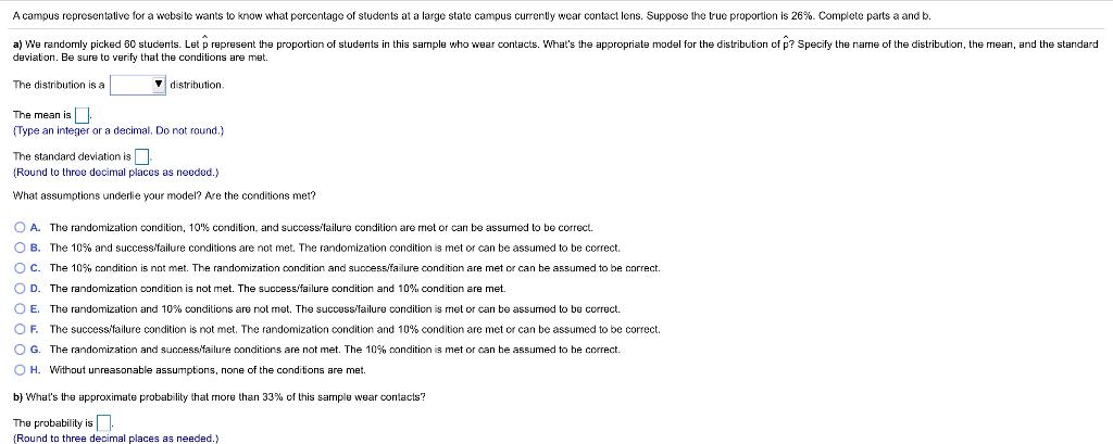 Solved A campus representative for a website wants to know | Chegg.com