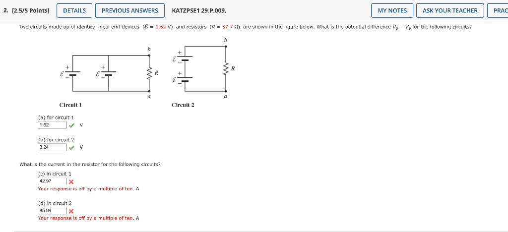 Solved 2. (2.5/5 Points] DETAILS PREVIOUS ANSWERS KATZPSE1 | Chegg.com
