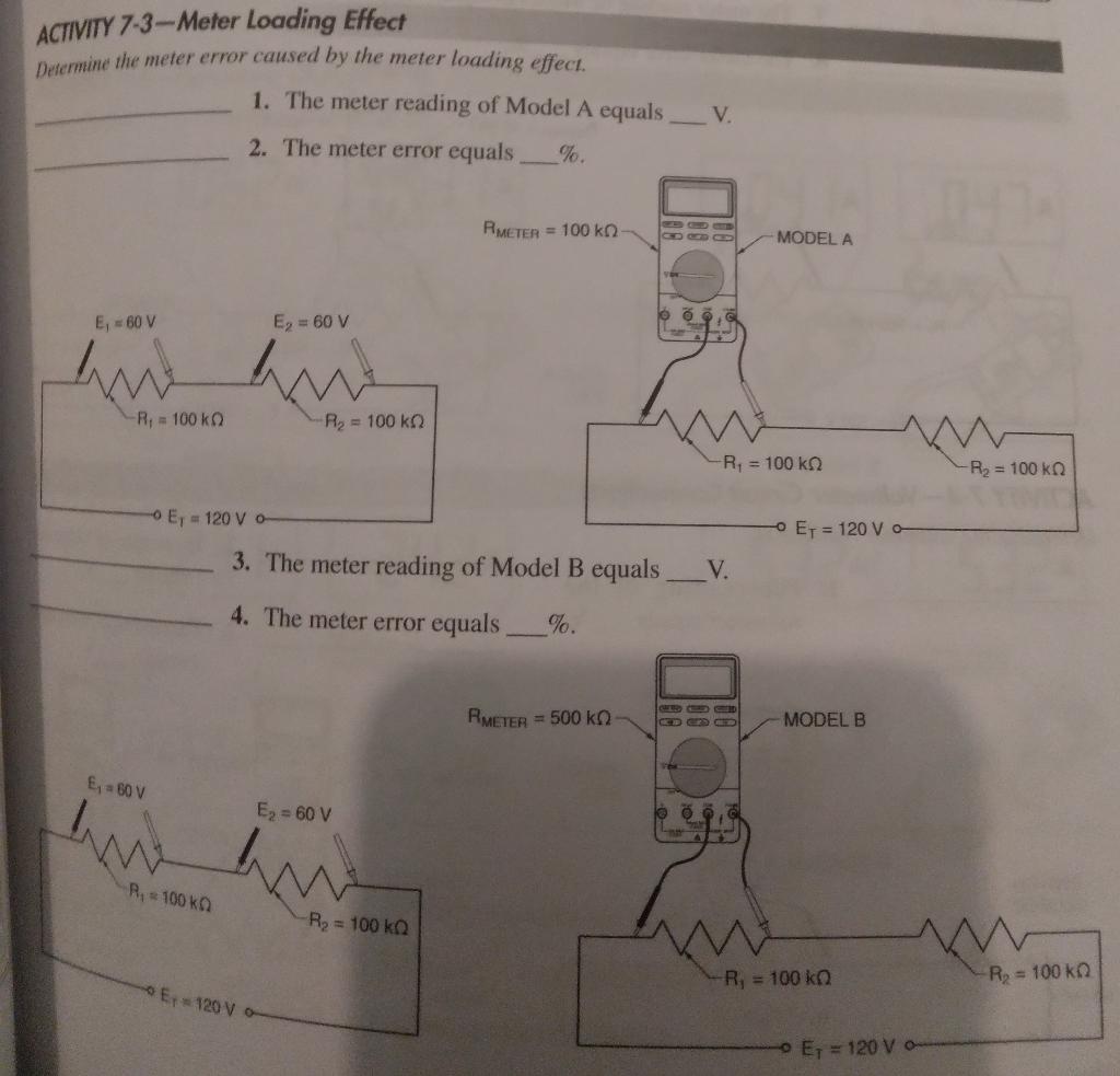 Solved ACTIVITY 7-3-Meter Loading Effect Deetmine the meter | Chegg.com