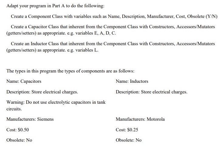 Solved Tank Circuit Program1 Create A Component Class With