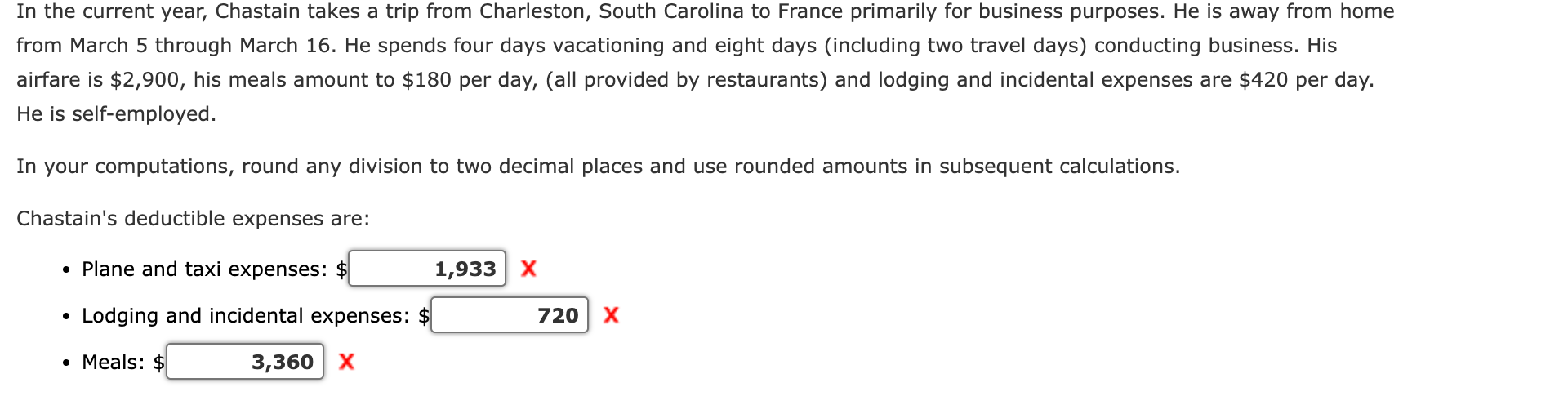 Solved In the current year, Chastain takes a trip from | Chegg.com