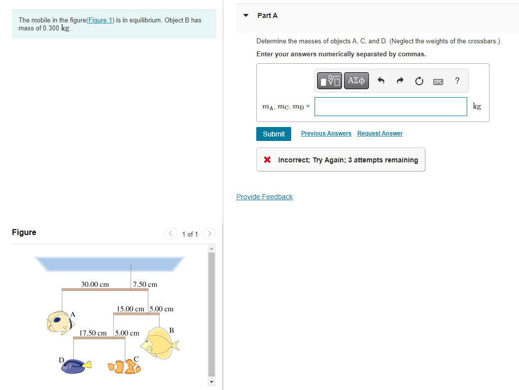 Solved The mobile in the figure I is in equilibrium. Object | Chegg.com