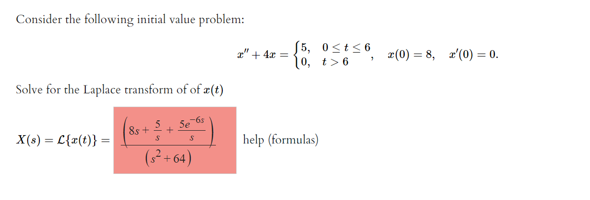 Solved Consider The Following Initial Value Problem 