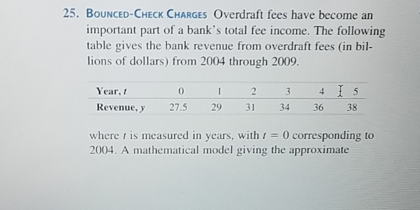 Solved 25. BOUNCED-CHECK CHARGES Overdraft fees have become | Chegg.com