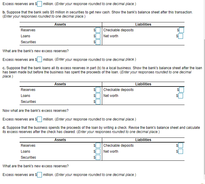 Solved In the following bank balance sheet, amounts are in | Chegg.com
