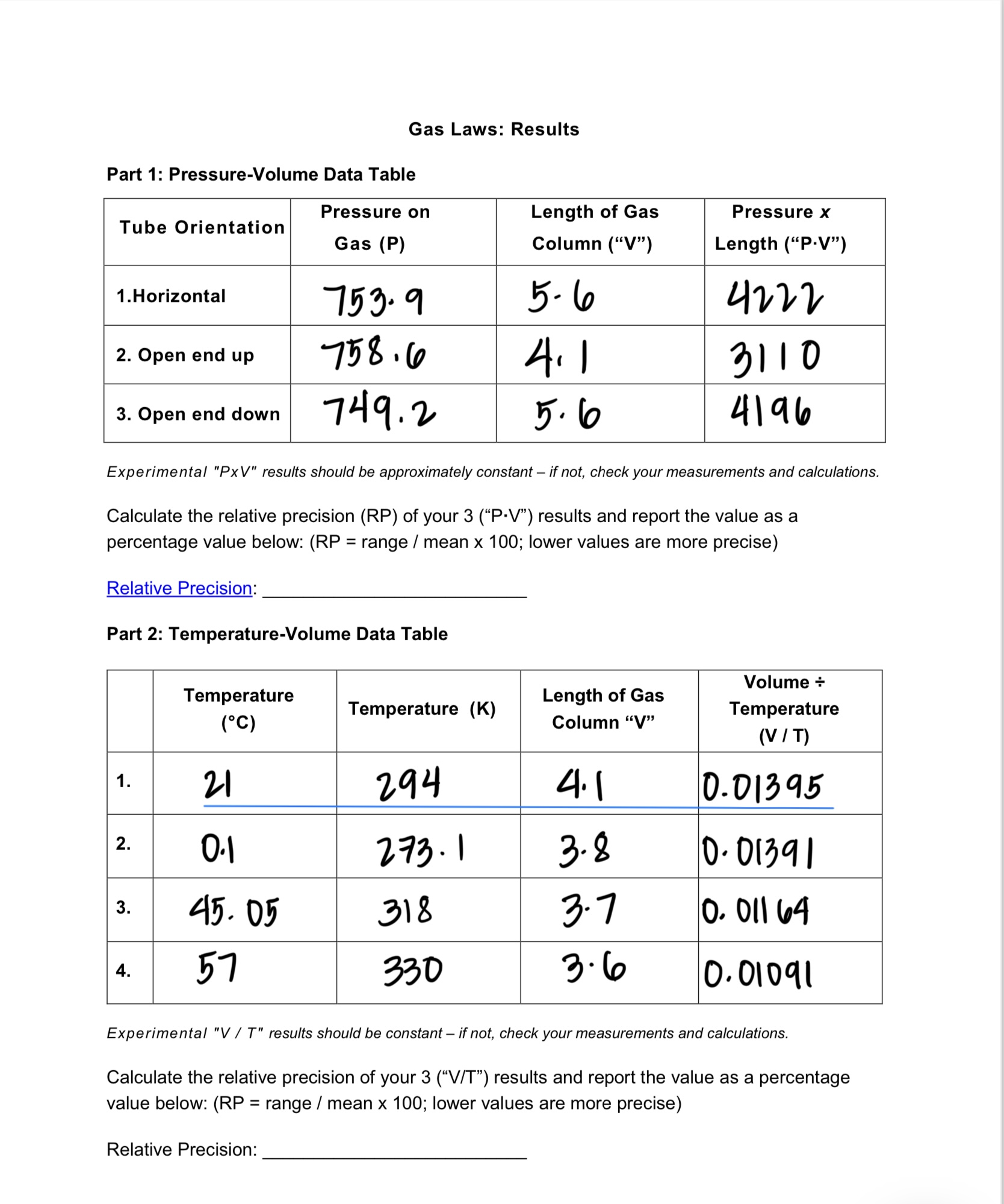 Solved Graphing the Temperature-Volume DataUsing Excel or | Chegg.com