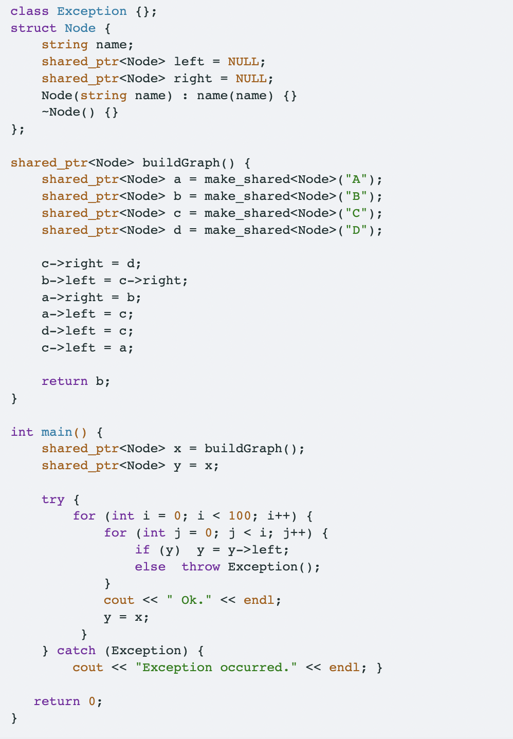 Solved class Exception {}; struct Node { string name; | Chegg.com