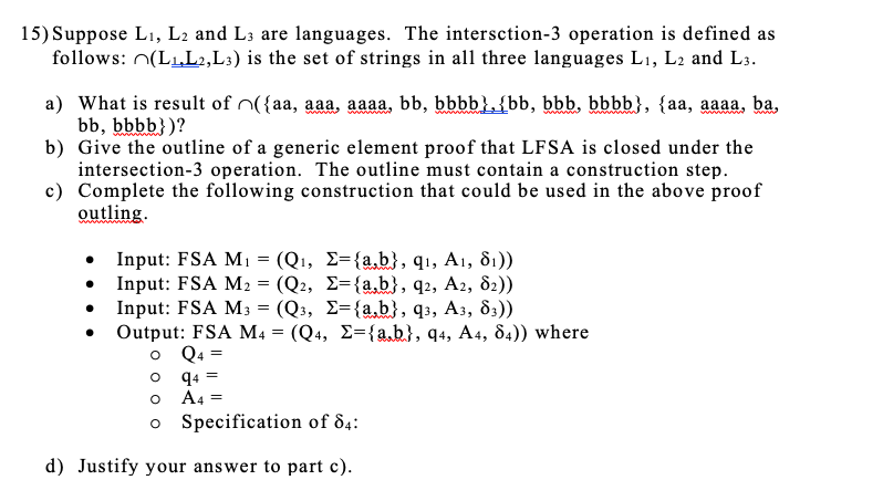 15) Suppose L1, L2 and L3 are languages. The | Chegg.com