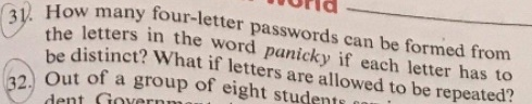 Solved Orl How many four-letter passwords can be formed from | Chegg.com