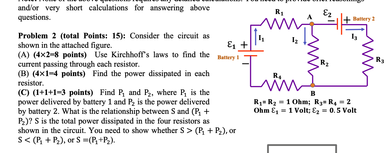 Solved and/or very short calculations for answering above | Chegg.com