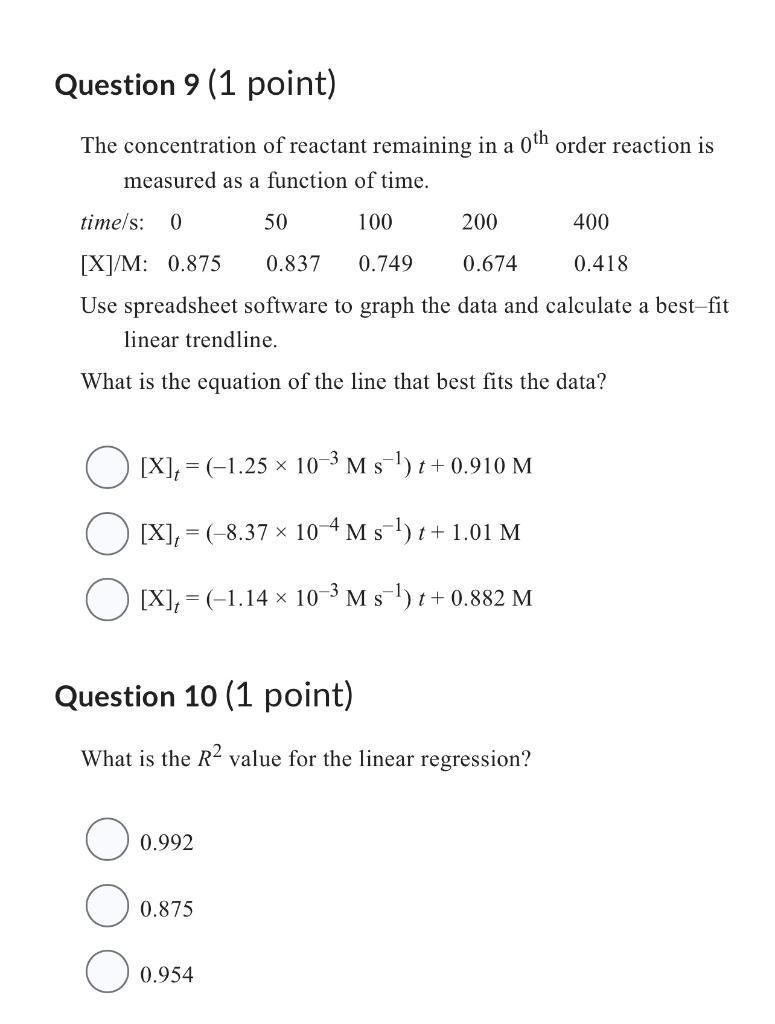 Solved The concentration of reactant remaining in a 0th | Chegg.com