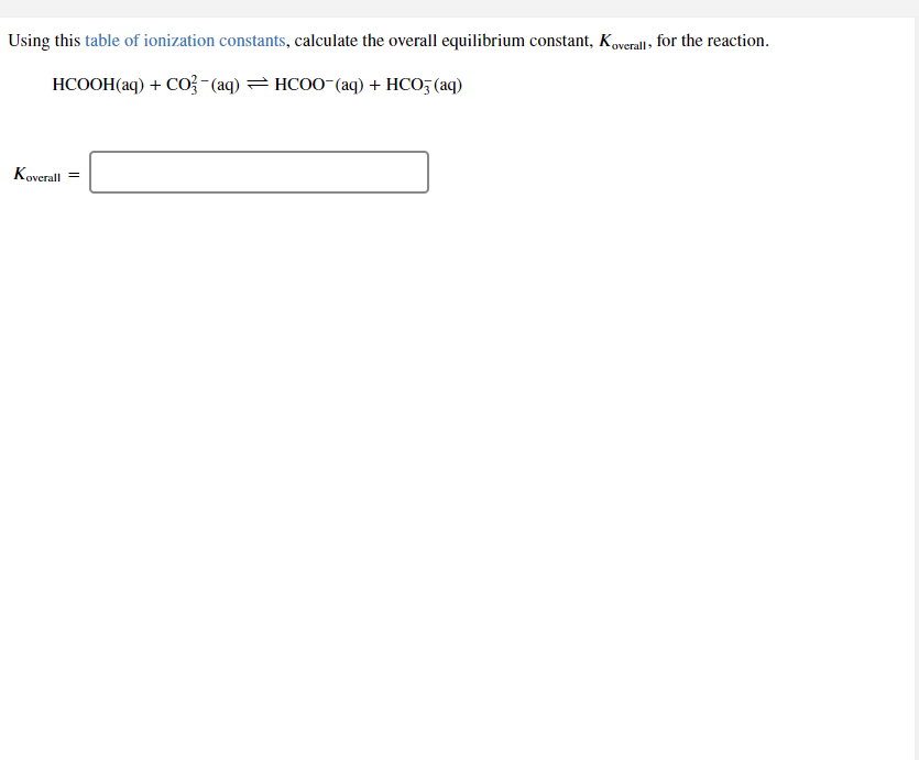 Solved Using this table of ionization constants, calculate | Chegg.com
