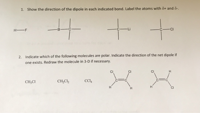 Solved Show the direction of the dipole in each indicated | Chegg.com