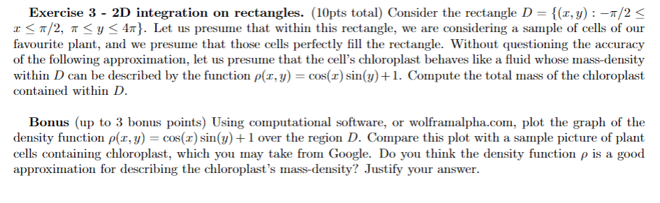 Solved Exercise 3-2D ﻿integration on ﻿rectangles. (10pts | Chegg.com