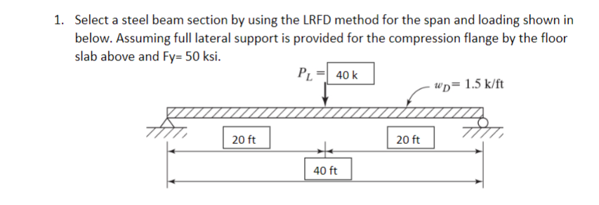 Solved 1. Select a steel beam section by using the LRFD | Chegg.com