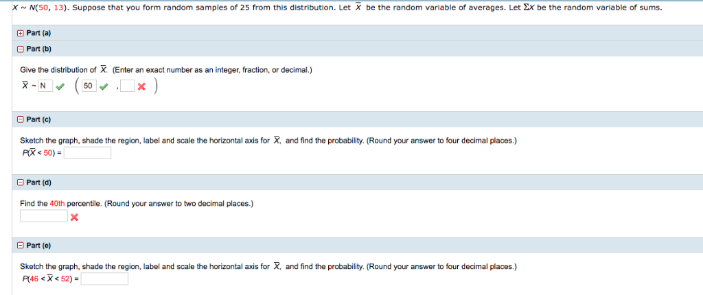 Solved XN(50, 13). Suppose that you form random samples of | Chegg.com