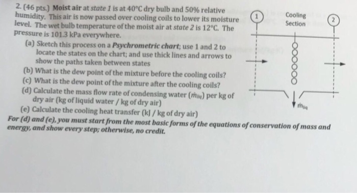 2(46 pts.) Moist air at state 1 is at 40°C dry bulb | Chegg.com