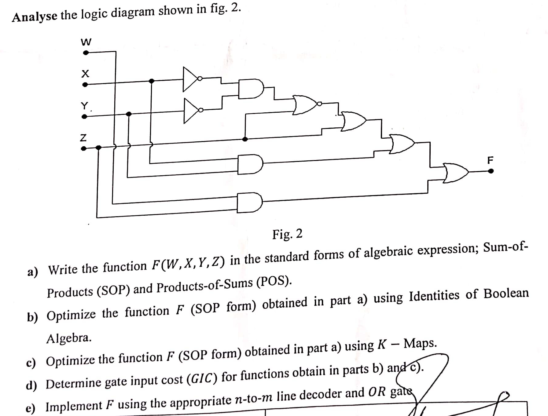 Solved Analyse the logic diagram shown in fig. 2. Iig. 2 a) | Chegg.com