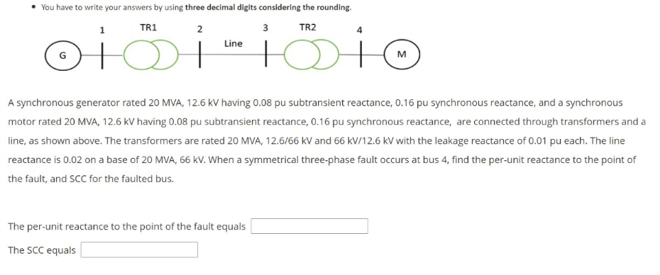 Solved Fault Question - Find Per Unit Reactance to the point | Chegg.com
