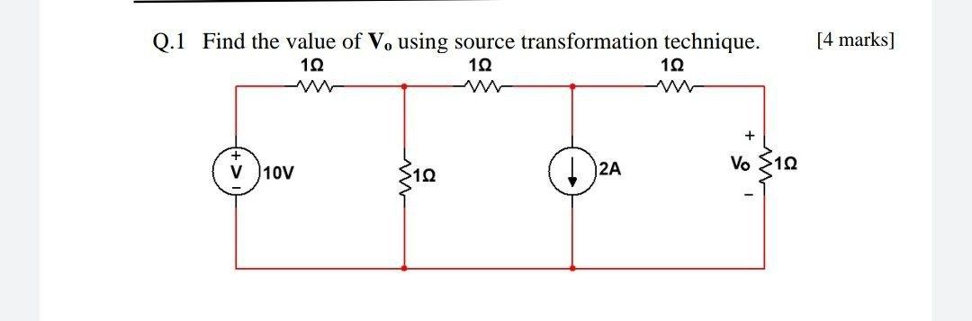 Solved Q.1 Find the value of V, using source transformation | Chegg.com