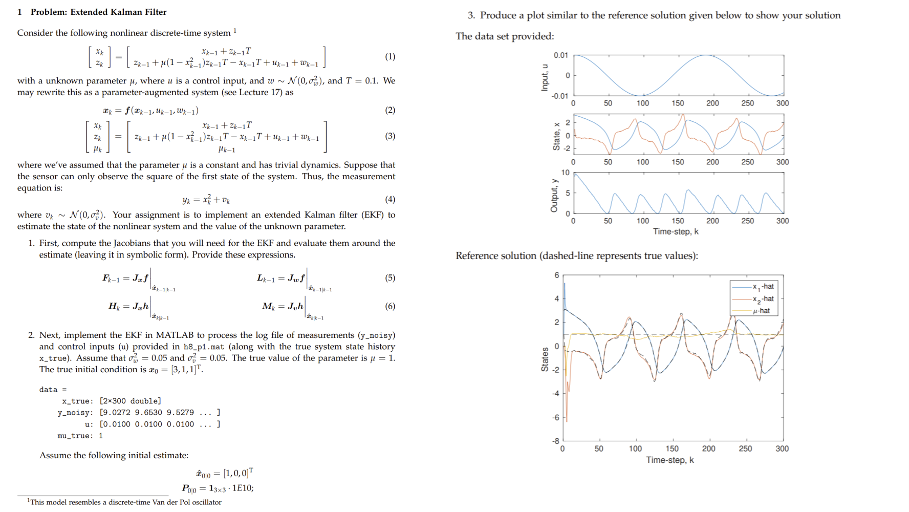 1 Problem: Extended Kalman Filter 3. Produce a plot | Chegg.com