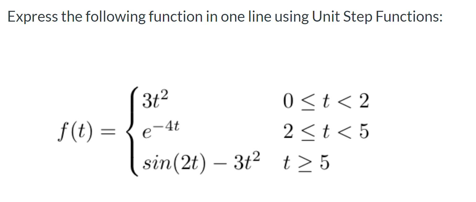 Solved Express the following function in one line using Unit | Chegg.com