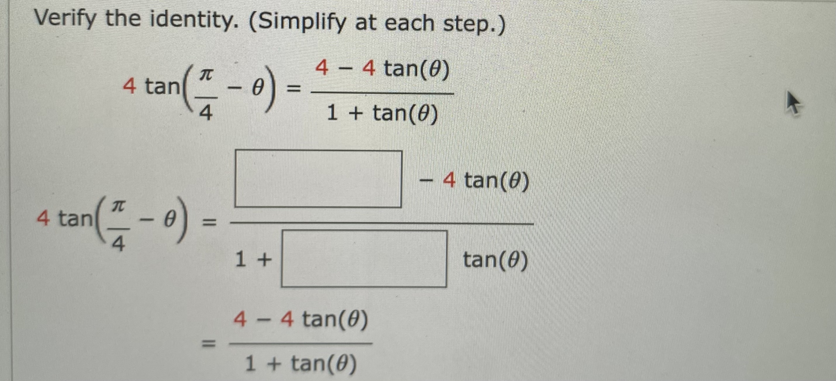 Solved Verify the identity. (Simplify at each step.) | Chegg.com