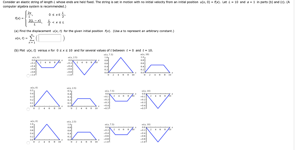 (a) Find the displacement u(x, t) for the | Chegg.com