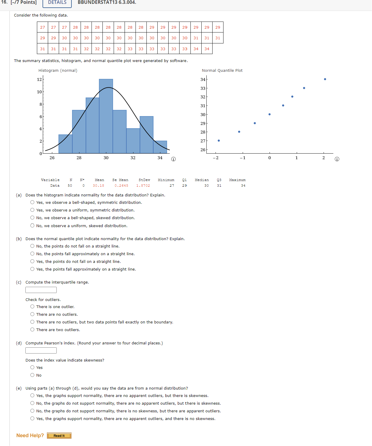 Solved Consider the following data. The summary statistics, | Chegg.com