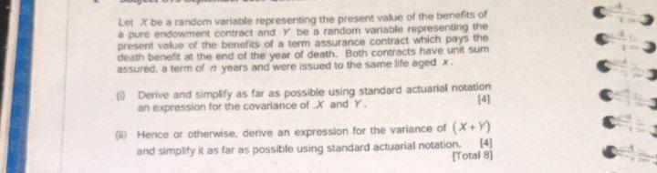 Solved Let X be a random variable representing the present | Chegg.com