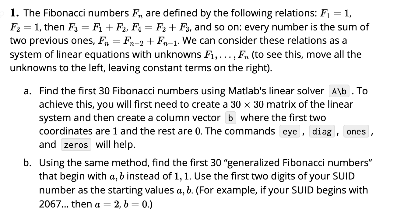 1. The Fibonacci numbers Fn are defined by the | Chegg.com