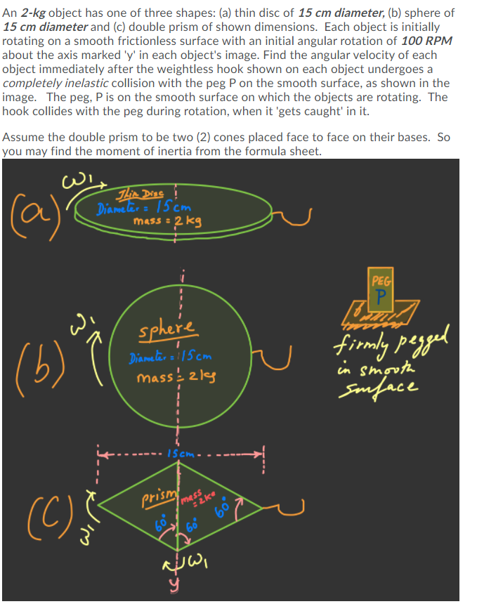 Solved An 2-kg object has one of three shapes: (a) thin disc | Chegg.com