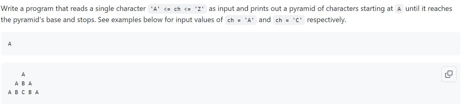 Solved Write a program that reads a single character 'A'
