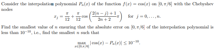 Solved Consider the interpolation polynomial Pn(x) of the | Chegg.com