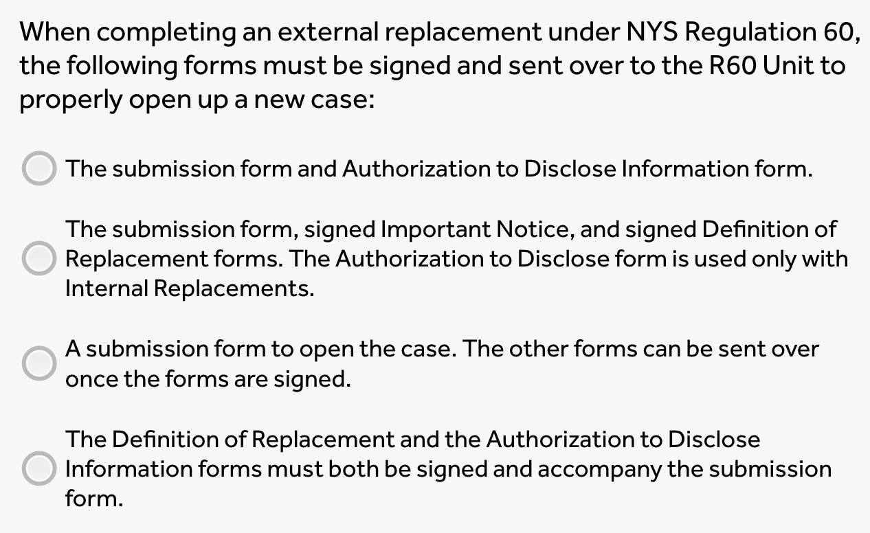 Solved When completing an external replacement under NYS | Chegg.com