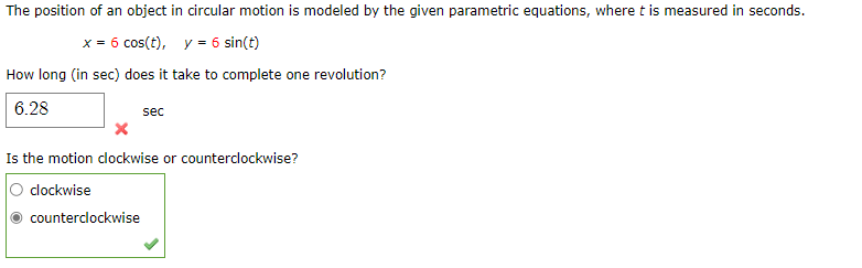 Solved The Position Of An Object In Circular Motion Is