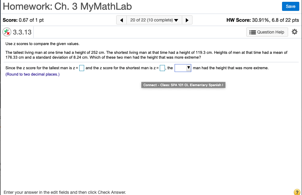 Solved Homework: Ch. 3 MyMathLab Save Score: 0.67 of 1 pt 20 | Chegg.com