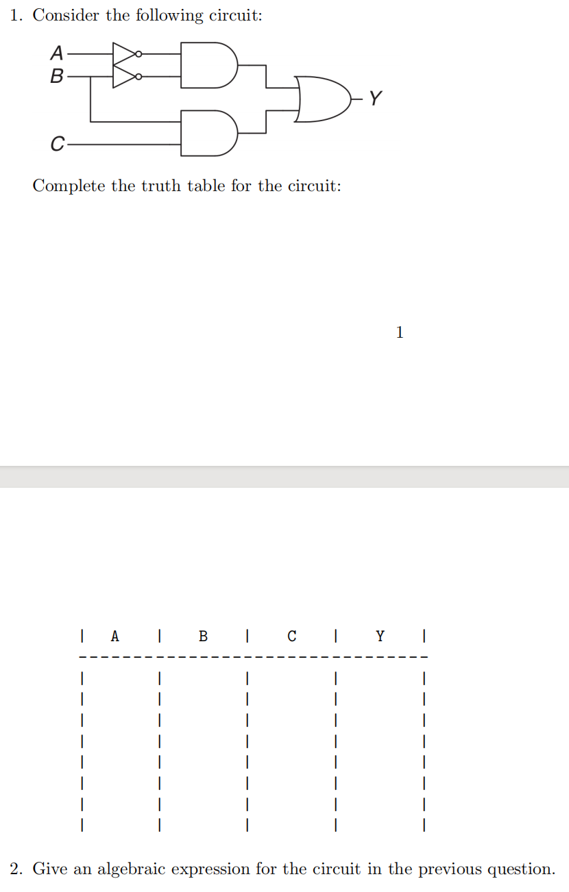 Solved Consider the following circuit:Complete the truth | Chegg.com