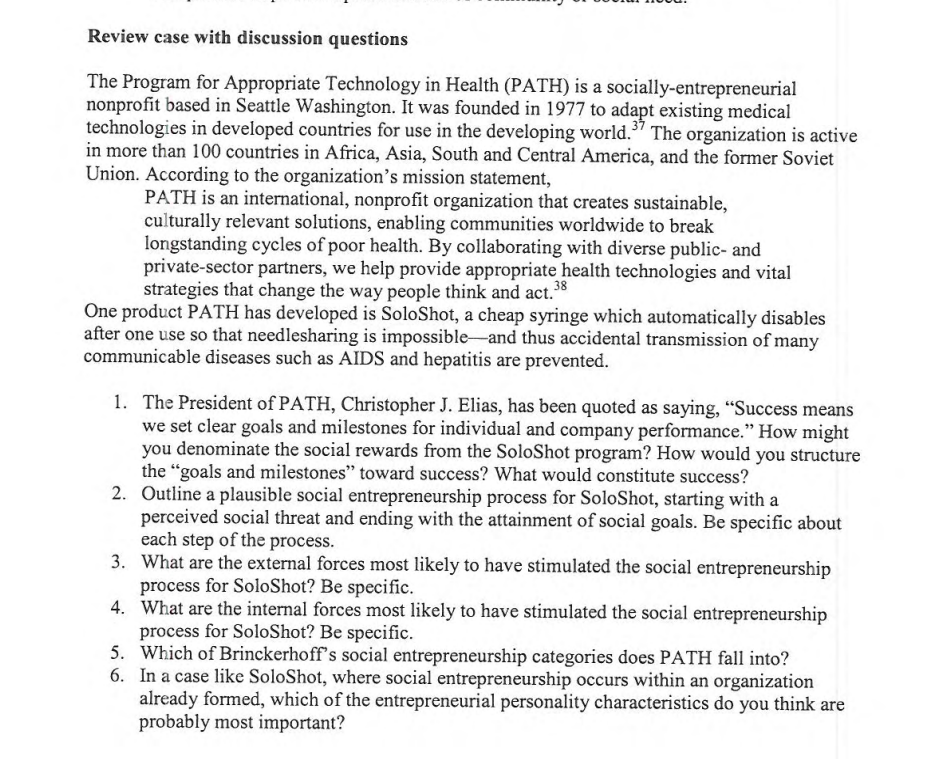 Solved Review case with discussion questions The Program for | Chegg.com