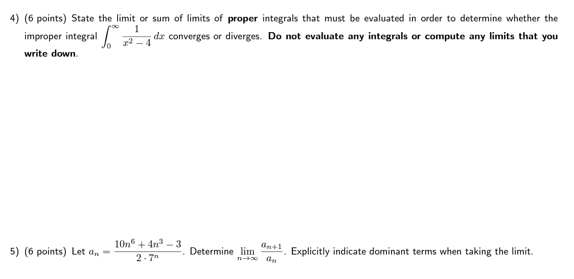 Solved 4) (6 points) State the limit or sum of limits of | Chegg.com