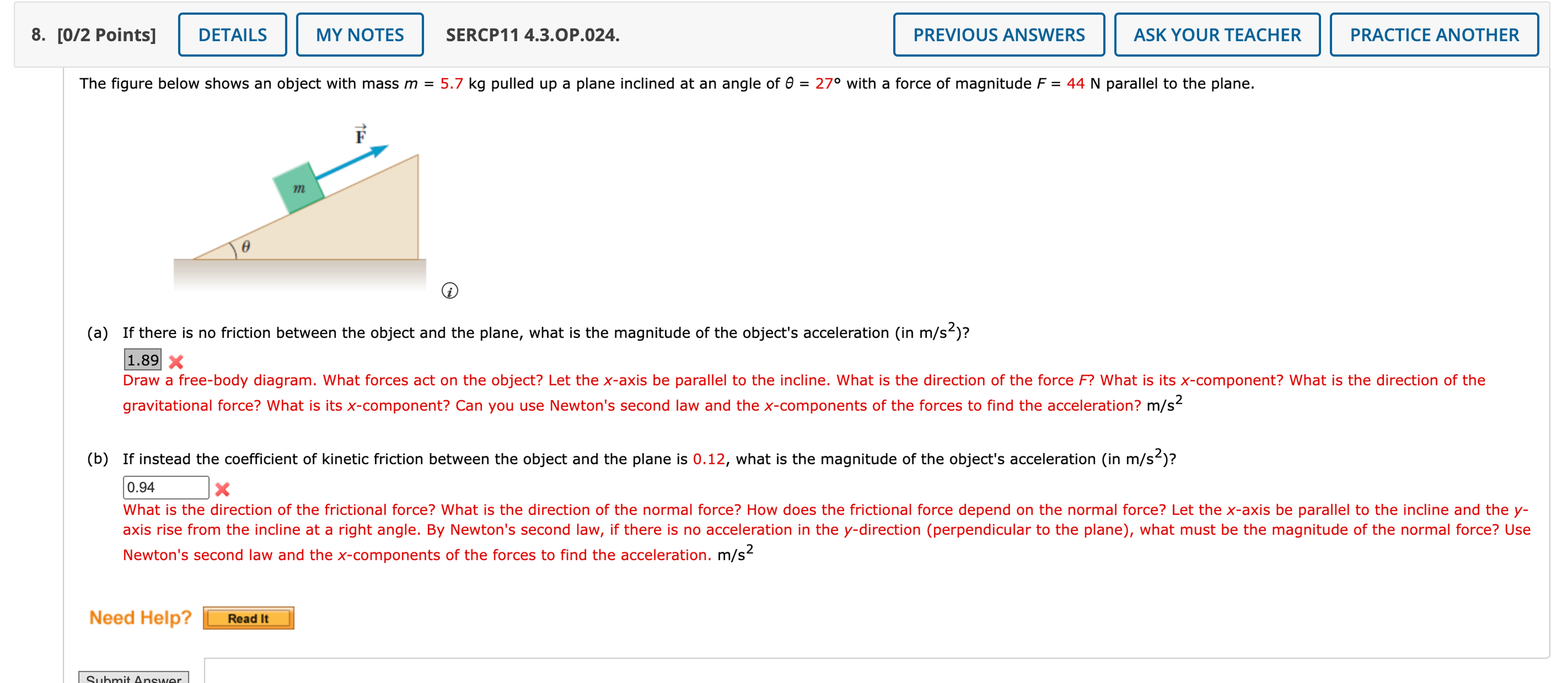 Solved The figure below shows an object with mass m=5.7kg | Chegg.com