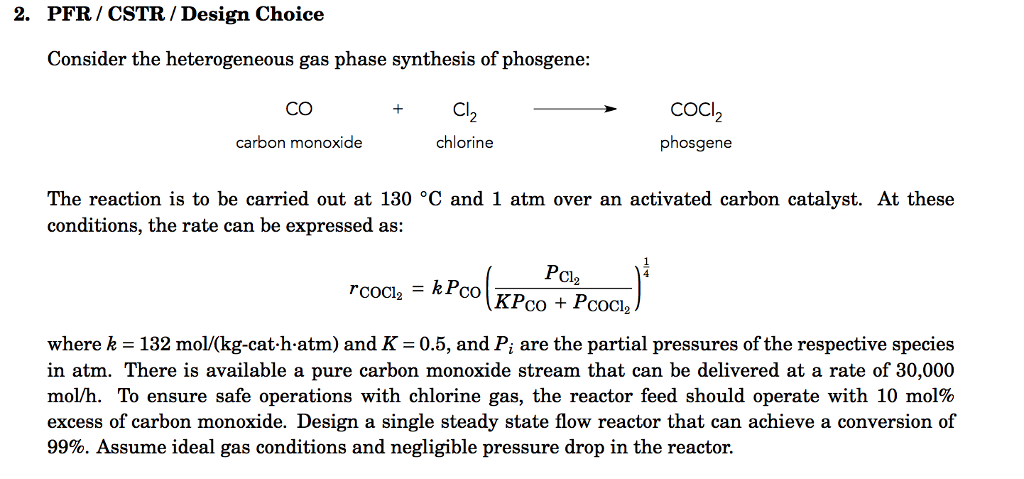 2. PFR/ CSTR / Design Choice Consider the | Chegg.com