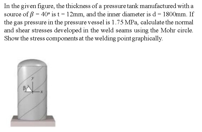 Solved In the given figure, the thickness of a pressure tank | Chegg.com